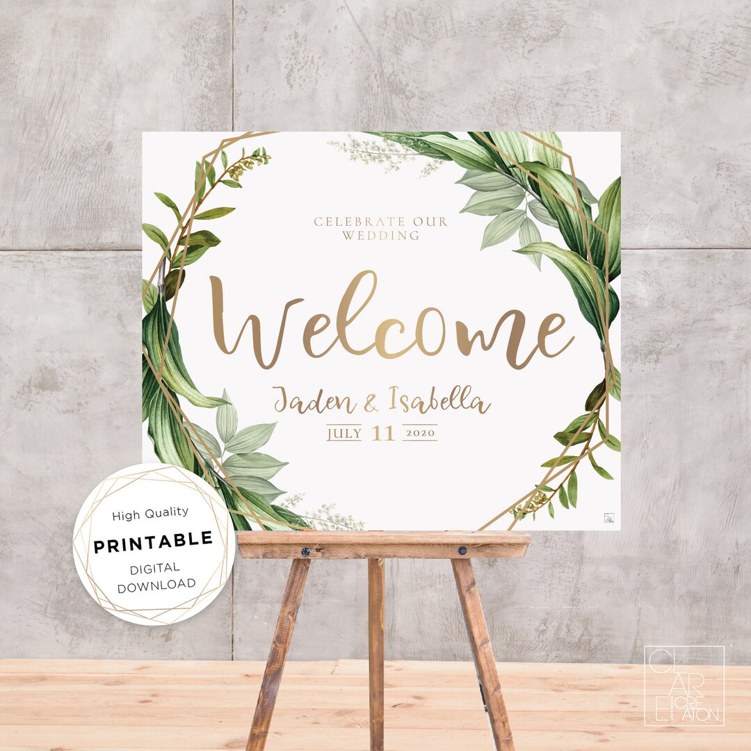 Personalized Wedding Welcome Sign, Welcome Sign Board, Printable 36"x24 ...