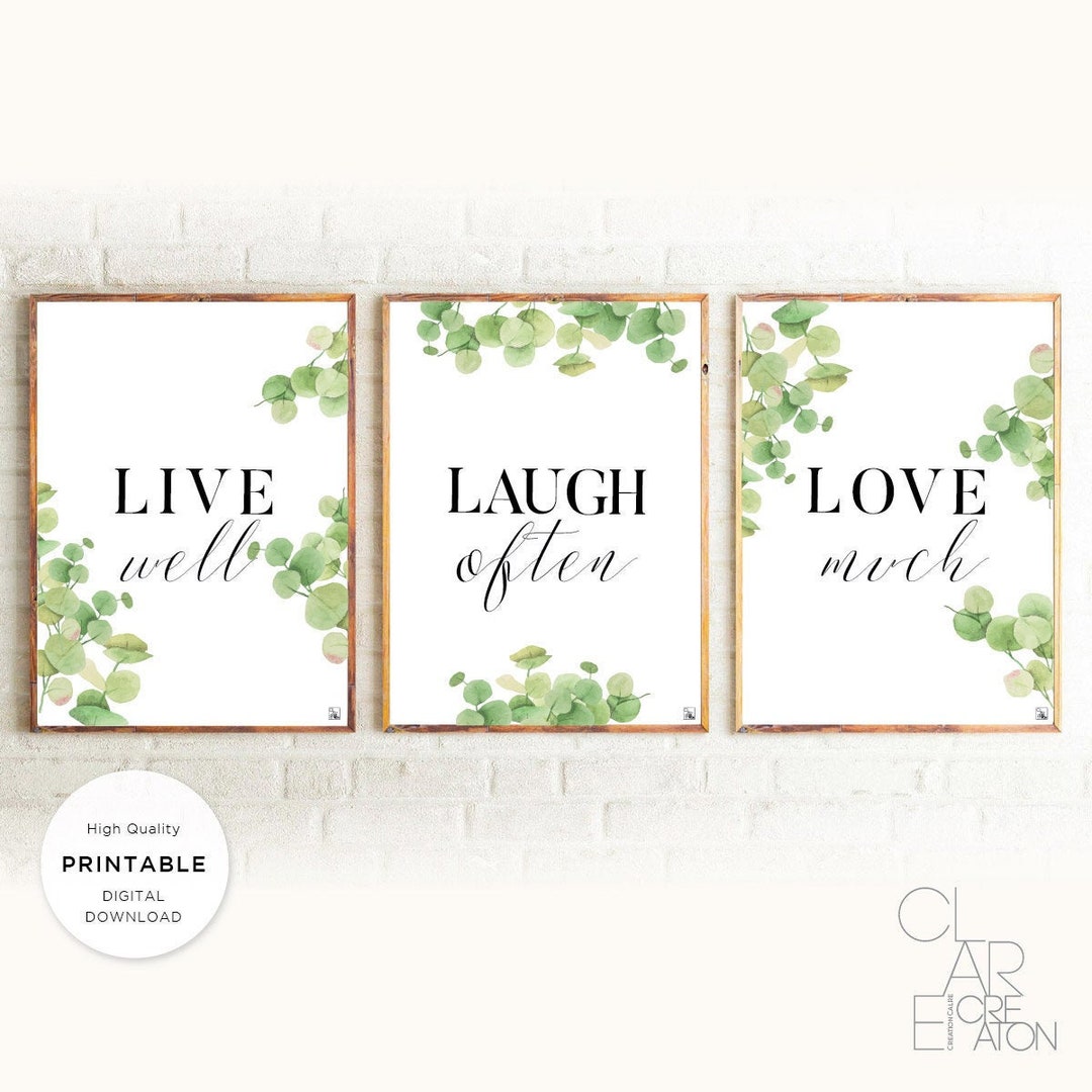 Live Laugh Love Printable Set of 3 Prints Wall Art, Printable Quote ...