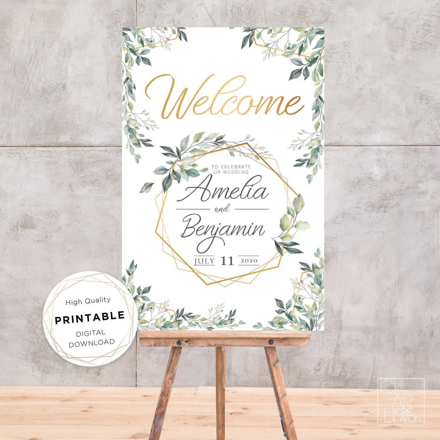 Personalized Wedding Welcome Sign, Welcome Sign Board, Printable 36x24 ...