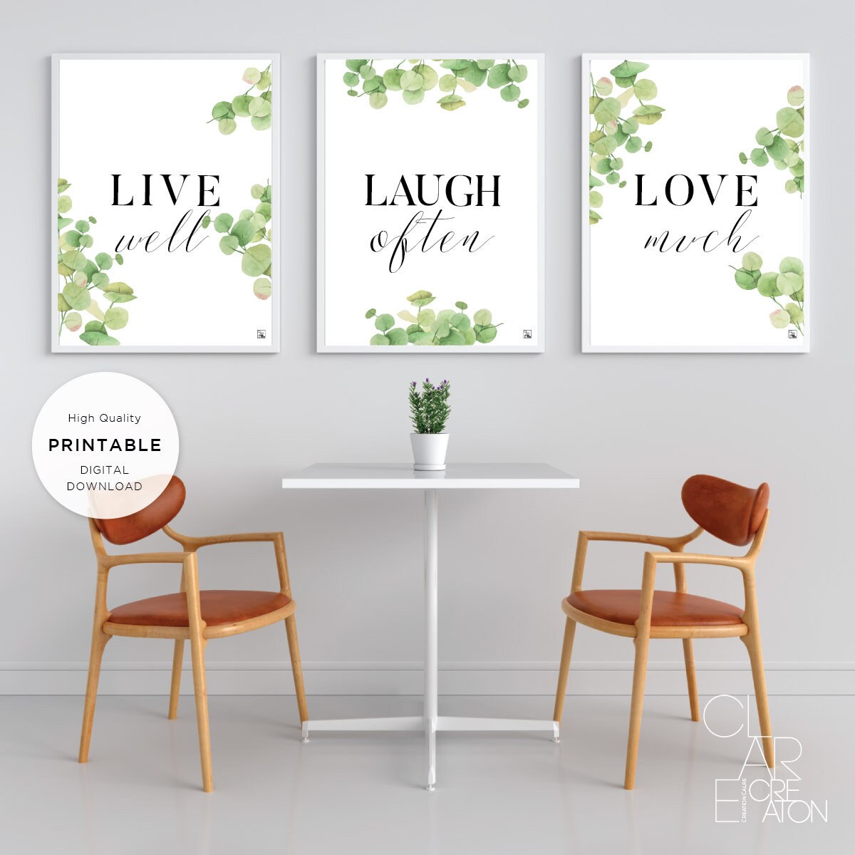 Live Laugh Love Printable Set of 3 Prints Wall Art, Printable Quote ...
