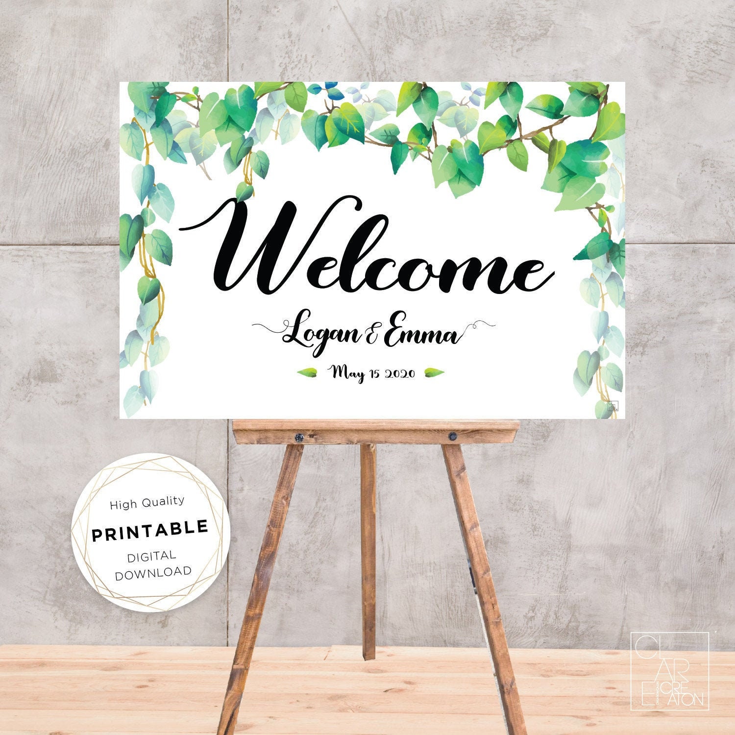 Personalized Wedding Welcome Sign, Welcome Sign Board, Printable 36x24 ...
