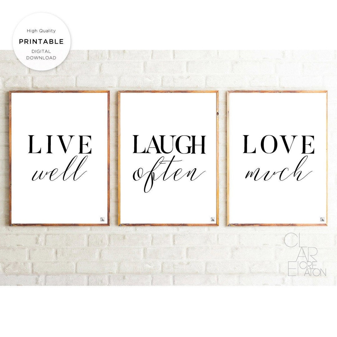 Live Laugh Love Printable Set of 3 Prints Wall Art, Printable Quote ...