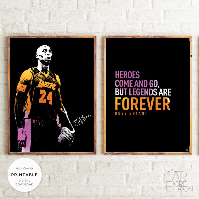 KOBE BRYANT Quote 2set Printable Wall Art, Printable Quote, Living Room ...