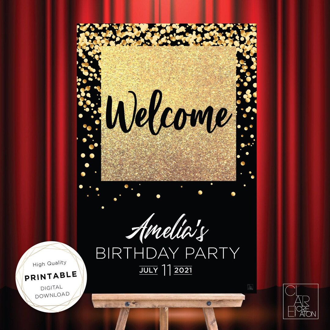 Personalized Party Welcome Sign, Welcome Sign Board, Printable 36"x24 ...