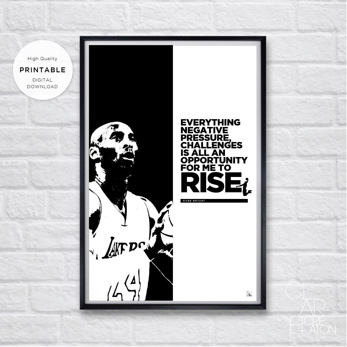 KOBE BRYANT Quote Printable Wall Art, Printable Quote, Living Room ...