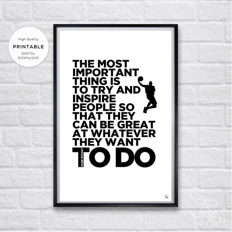 KOBE BRYANT Quote White & Black 2PC Printable Wall Art - Etsy