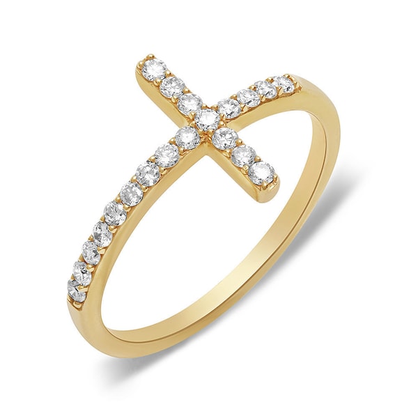 Sideway Cross Ring - Etsy