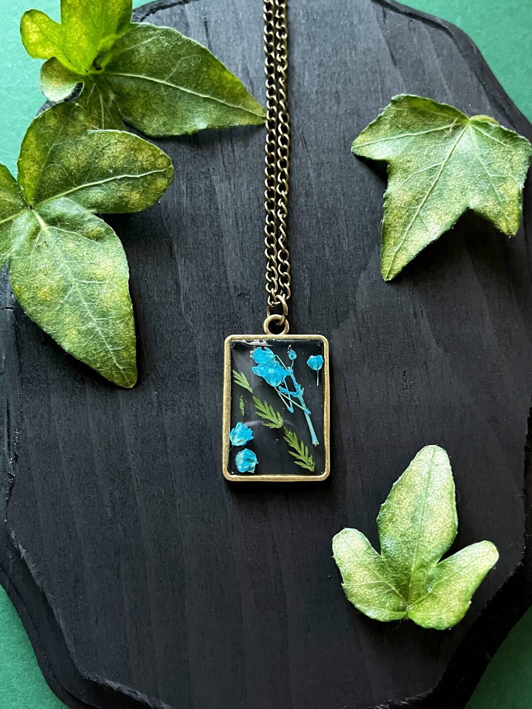 Cottage Core Necklace Blue Flower Necklace Handmade Resin - Etsy
