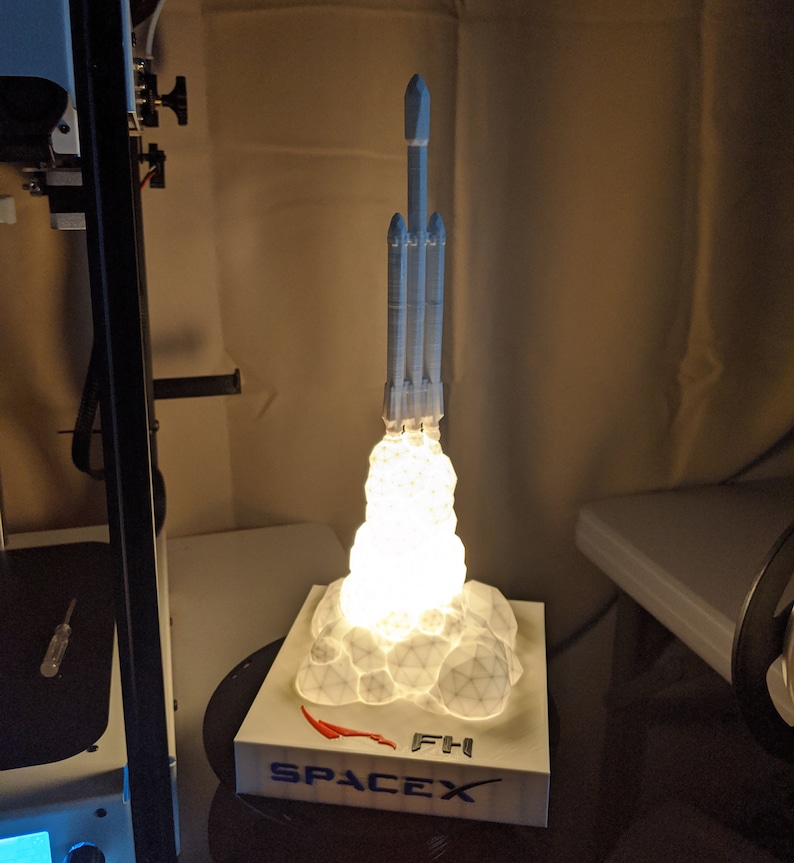 3D Printed Rocket Lamp – Spacex Falcon Heavy Launch Lamp, Space Decor ...