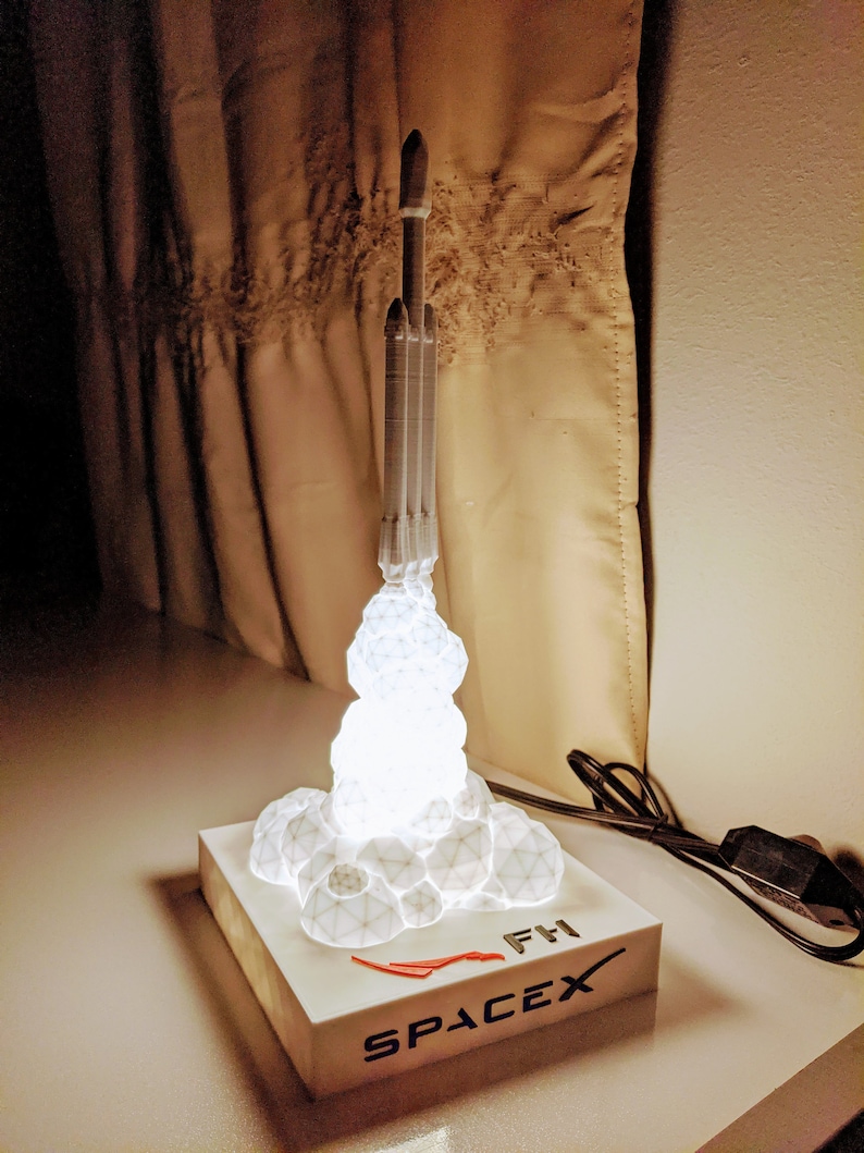 3D Printed Rocket Lamp – Spacex Falcon Heavy Launch Lamp, Space Decor ...