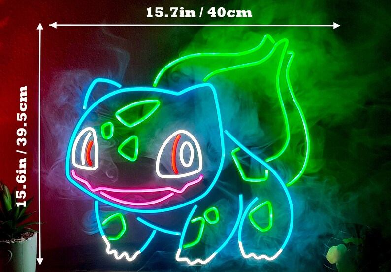 Bulbasaur Neon Sign Anime Pokemon Neon LED Light Neon Sign Wall Art ...