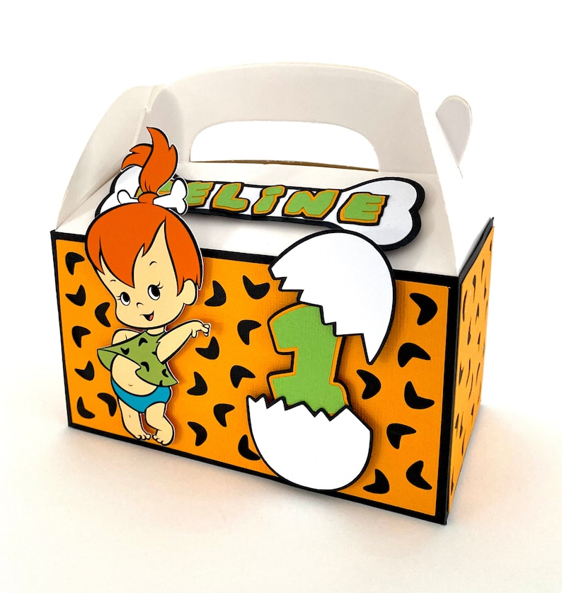 The Flintstones Pebbles Themed Gable Treat Birthday Party Favour Boxes ...