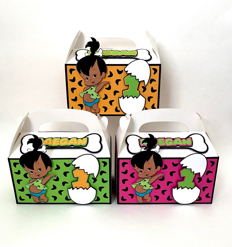 The Flintstones Pebbles Themed Gable Treat Birthday Party Favour Boxes ...