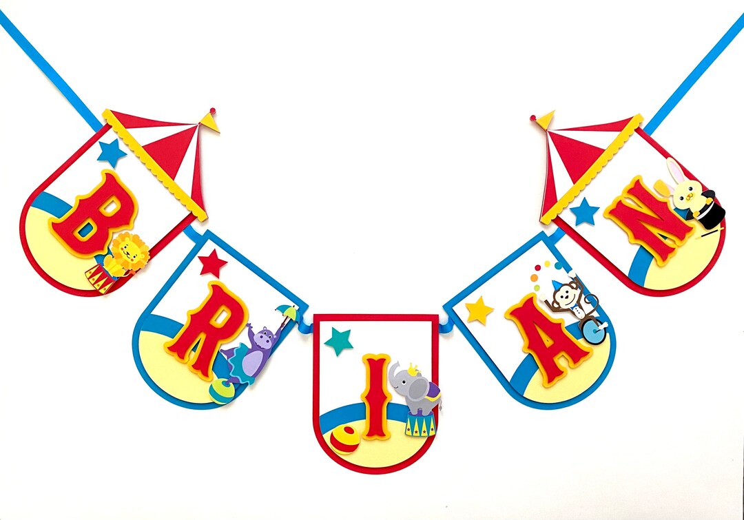 Circus Themed Birthday Party Banner Bunting - Etsy