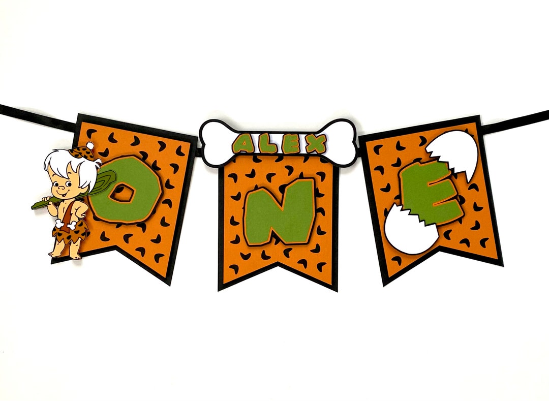 Bamm-bamm Rubble Birthday Party Banner Bunting - Etsy