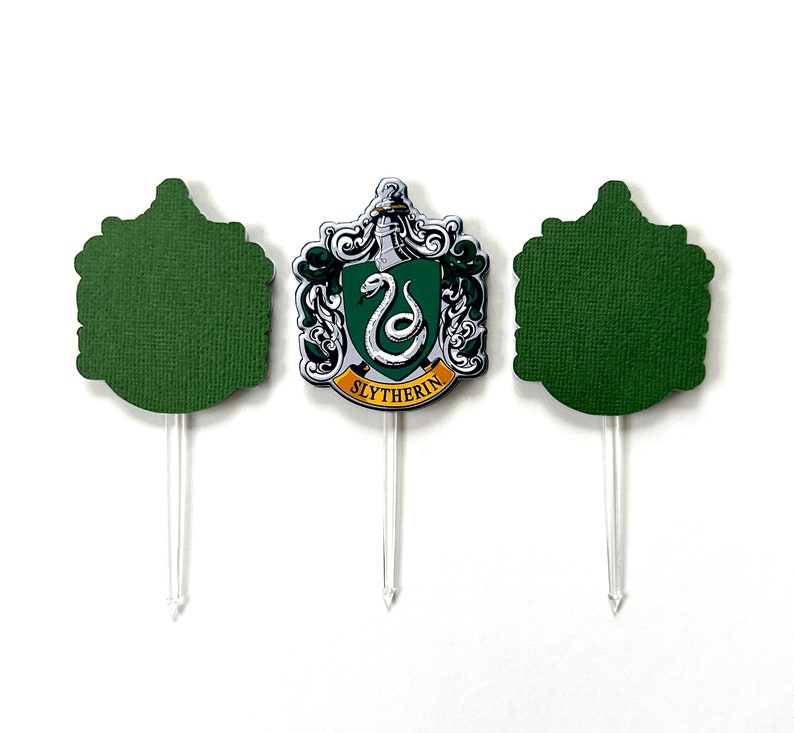 Harry Potter Slytherin Logo Crest Birthday Party Cupcake Toppers - Etsy