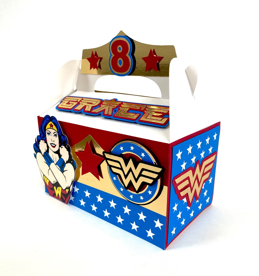 Wonder Woman Themed Gable Treat Birthday Party Favour Boxes - Etsy UK