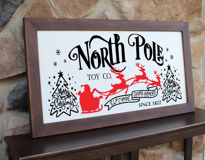 North Pole Christmas Sign: Elf Made, Santa Approved, Wood Frame - Etsy