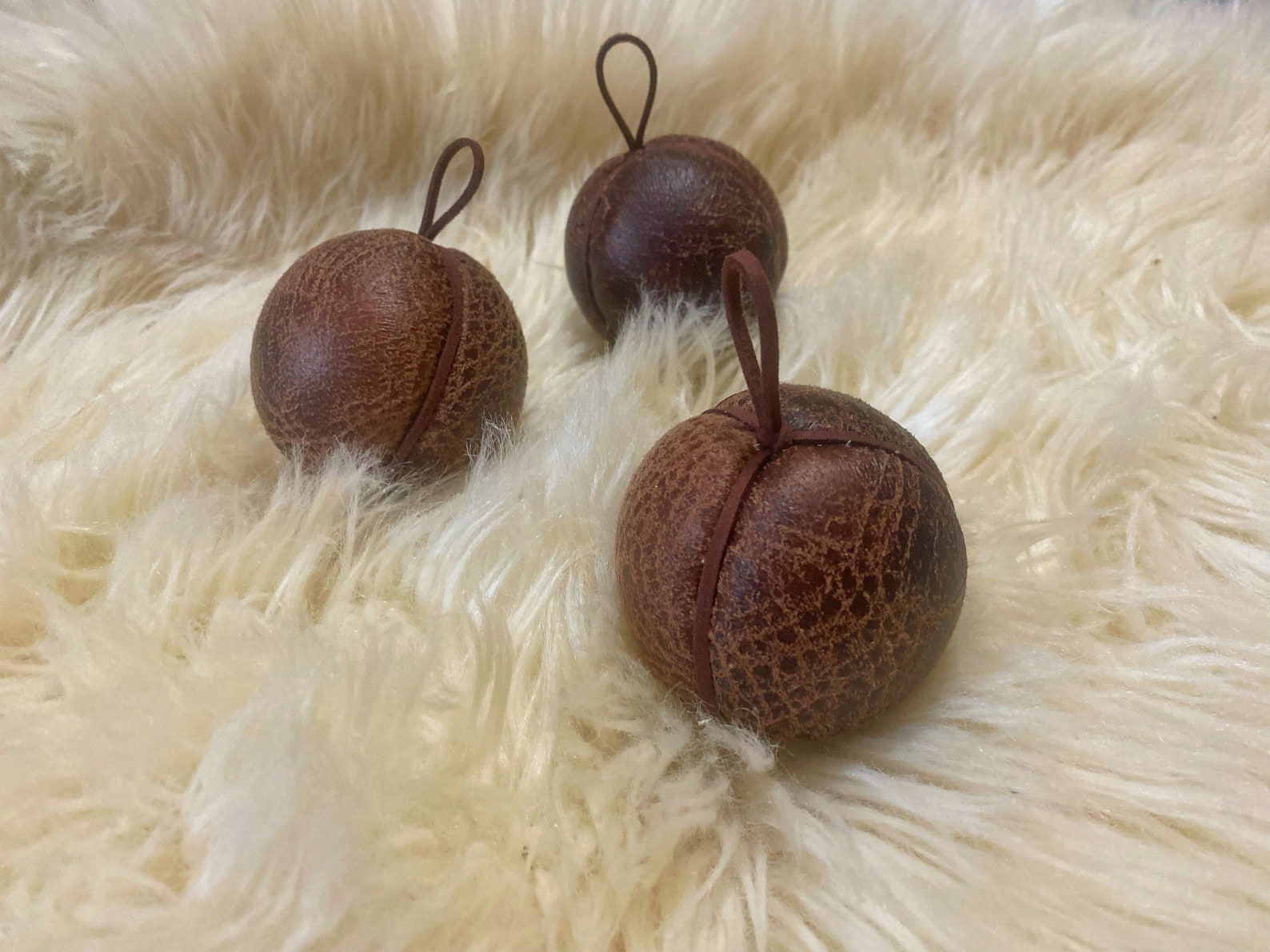 Cowhide & Leather Christmas Balls - Etsy