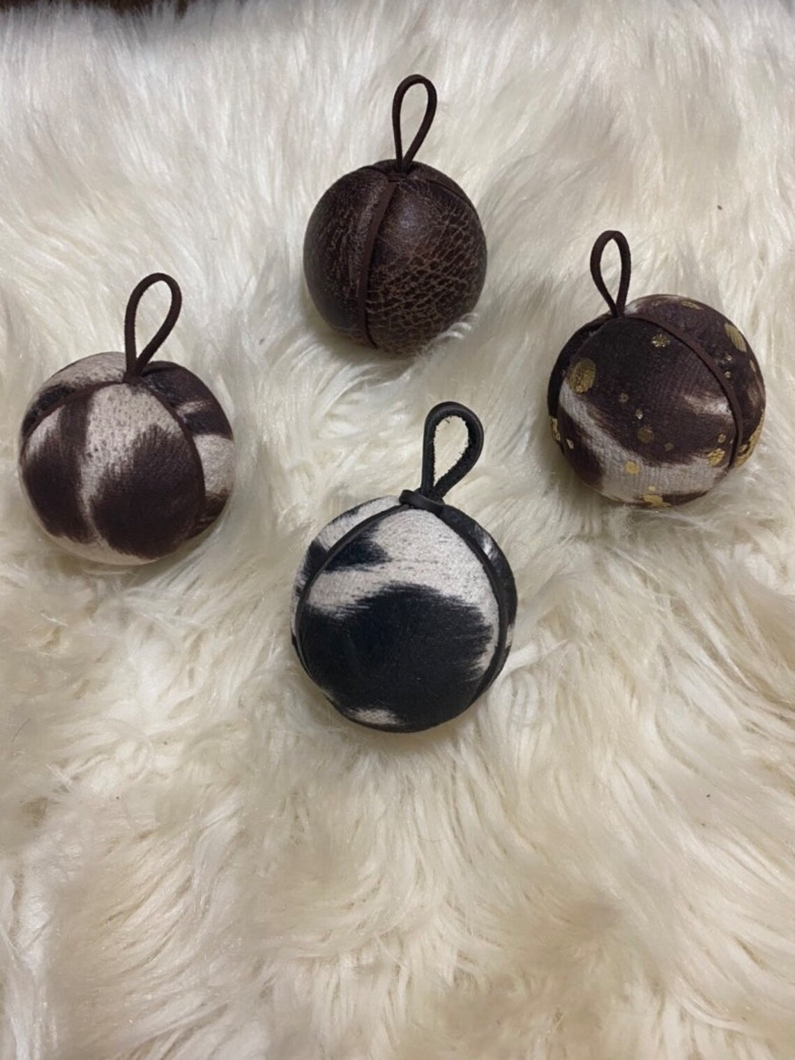 Cowhide & Leather Christmas Balls - Etsy