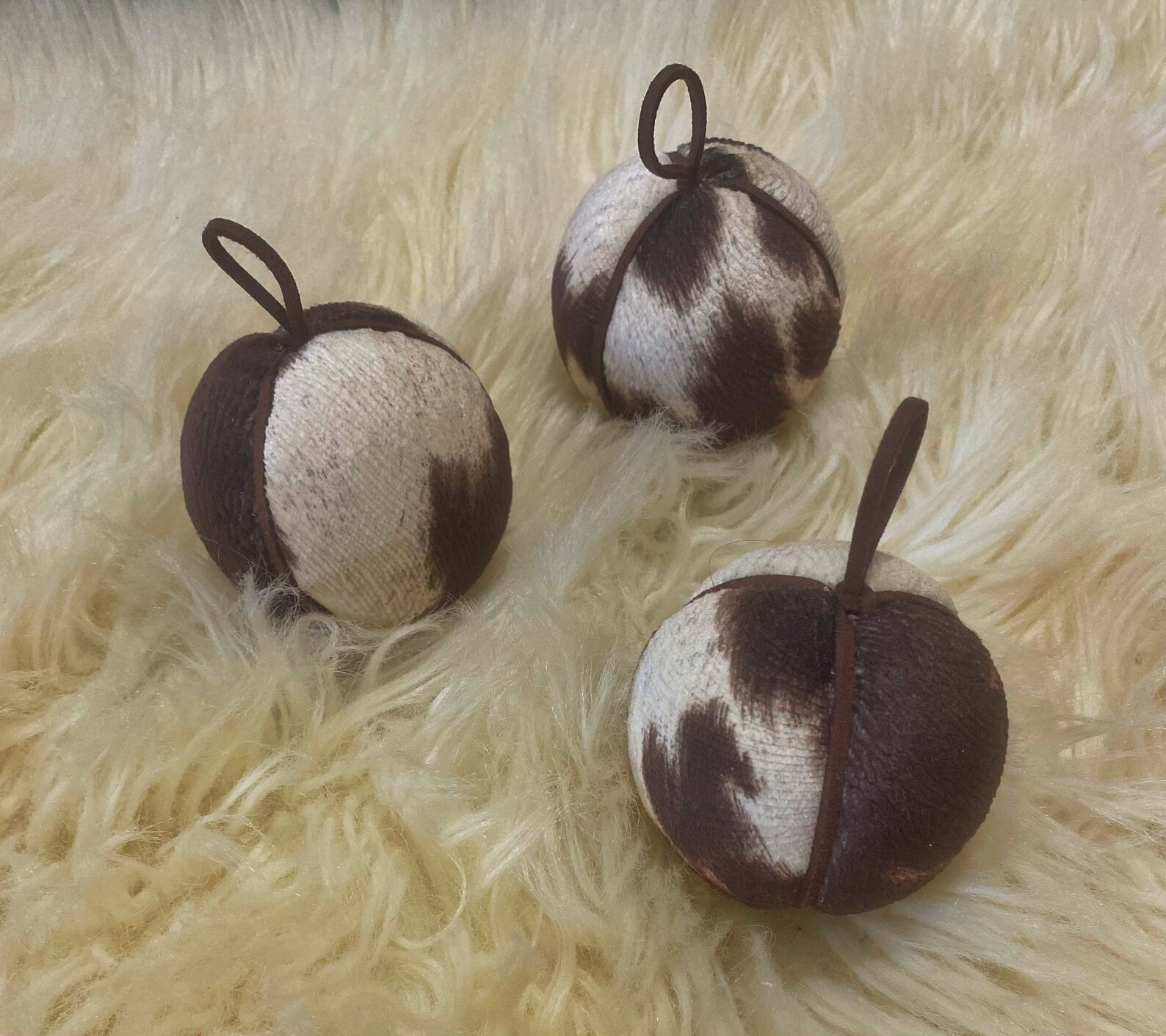 Cowhide & Leather Christmas Balls - Etsy