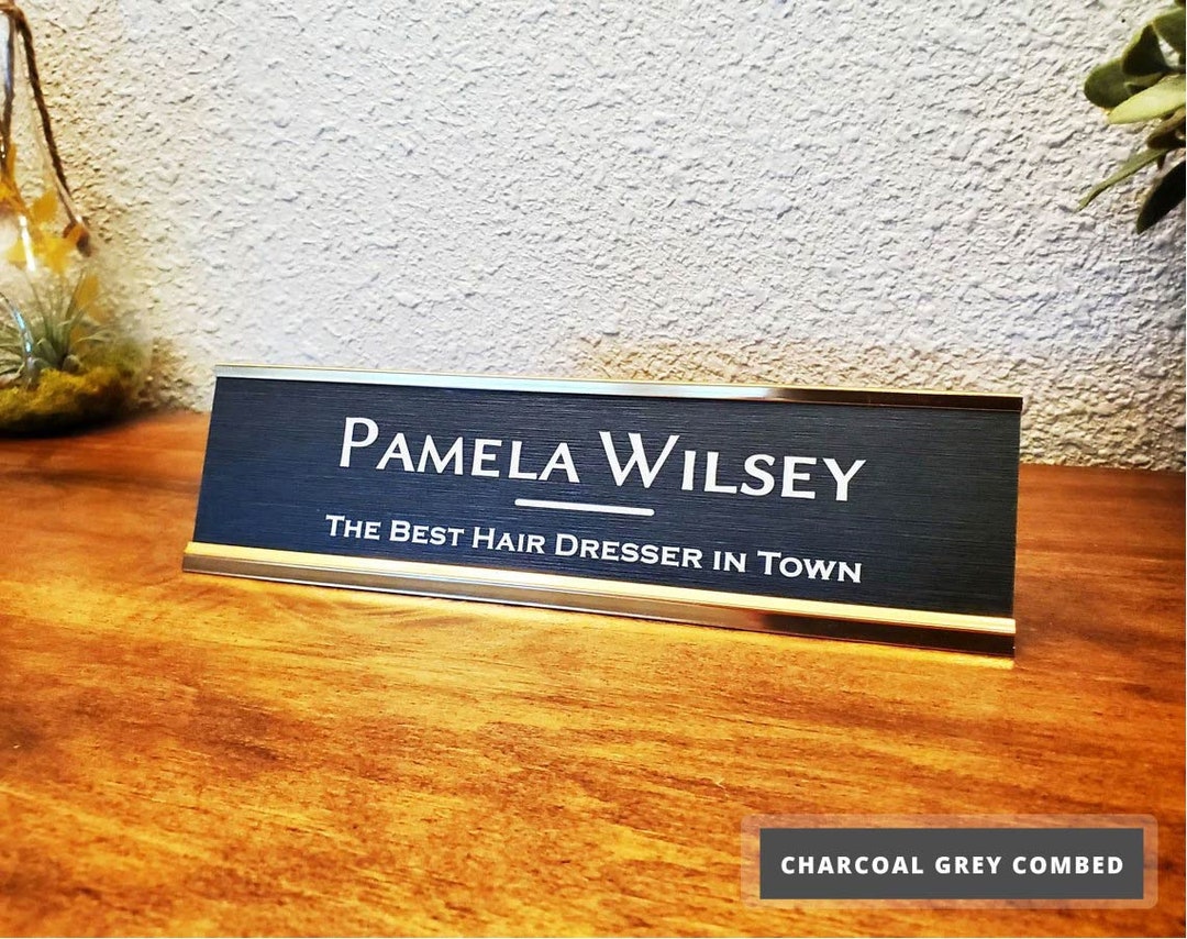 Custom Desk Name Plate With Message Bar, Receptionist Desk Sign ...