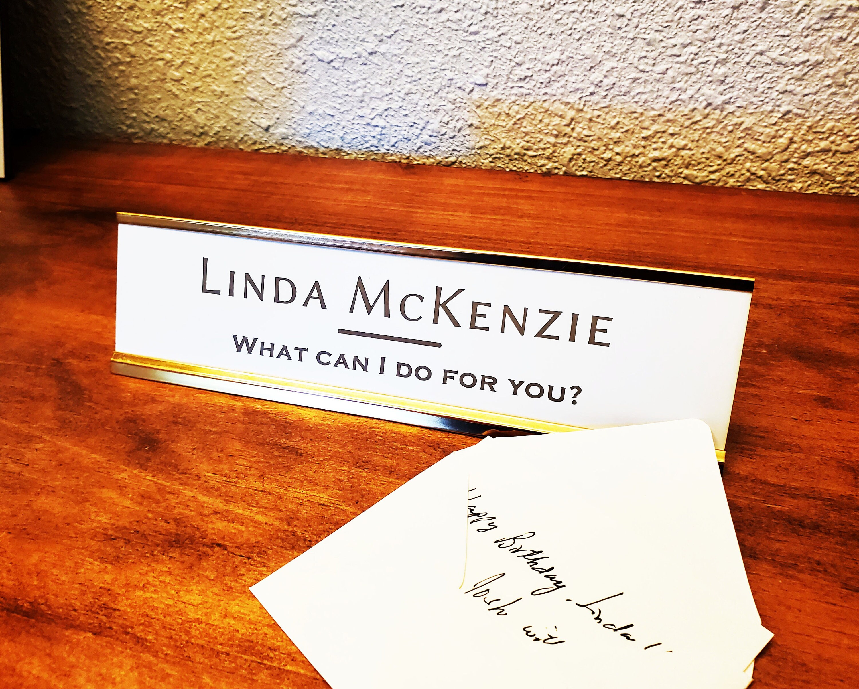 Custom Desk Name Plate With Message Bar, Receptionist Desk Sign ...