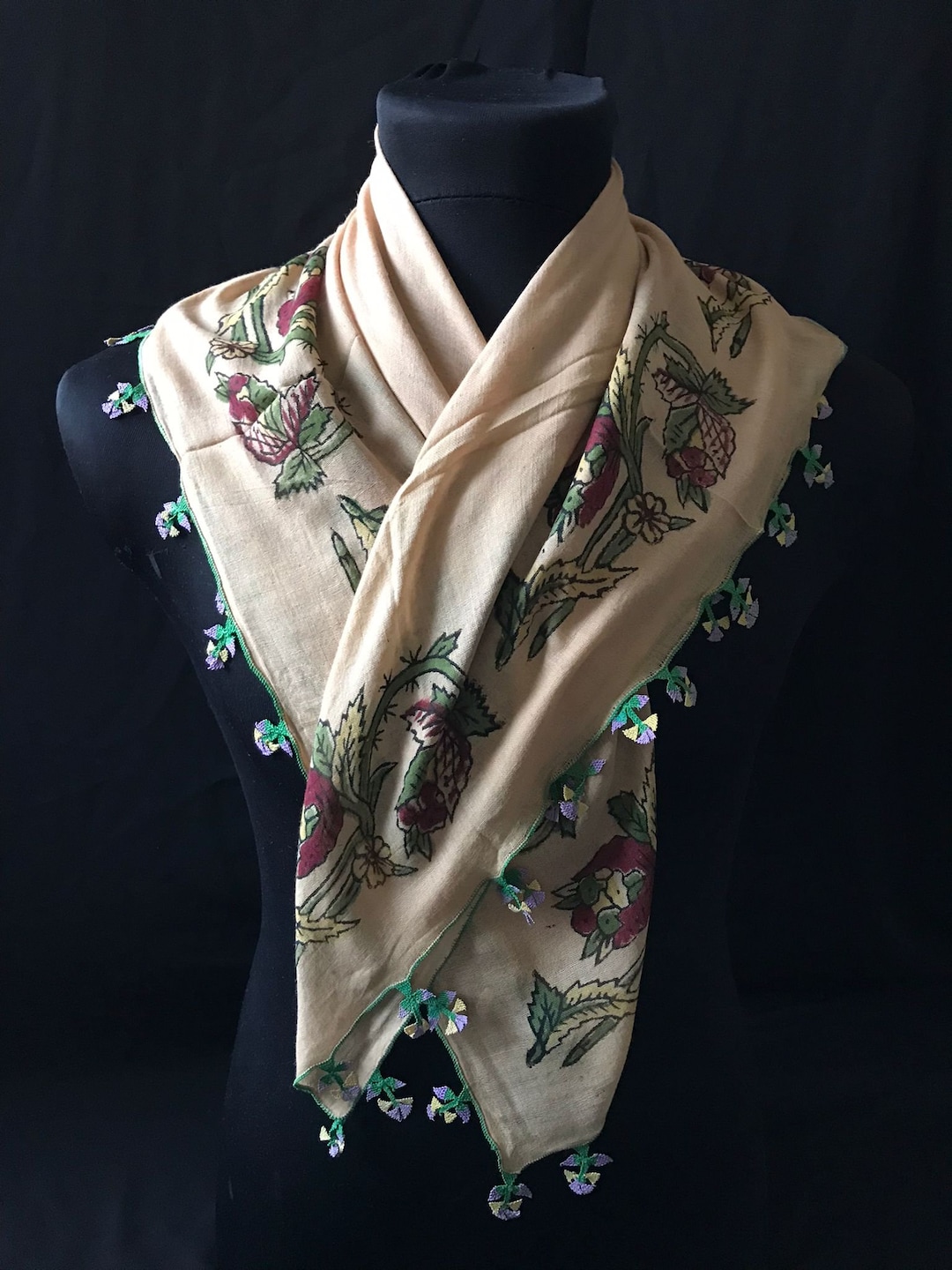 Scarf, Antique Scarf, Embroidery Scarf, Antique Textile, Embroidery ...