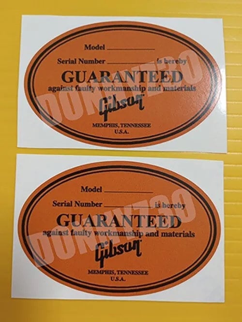 Gibson Orange Memphis Guitar Label Stickers Grohl DG335 ES335 ES345 ...