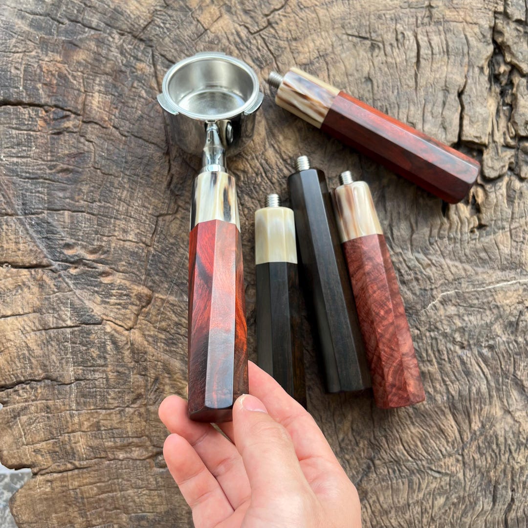 Custom Wooden Portafilter Handle, Buffalo Horn Ferrule Twisted or ...