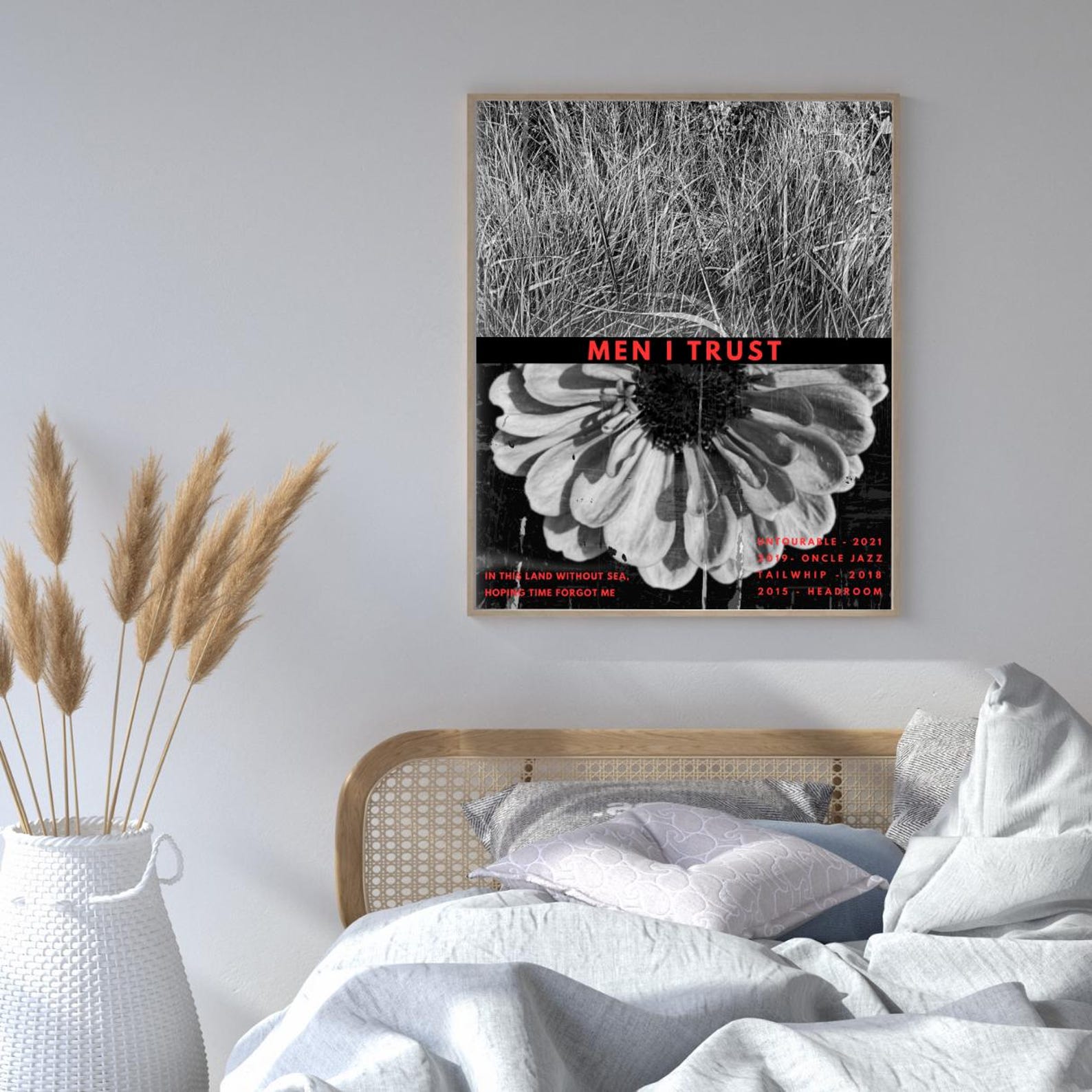 Men I Trust Monotone Band Poster Floral Artsy Nature Music Art Moody ...