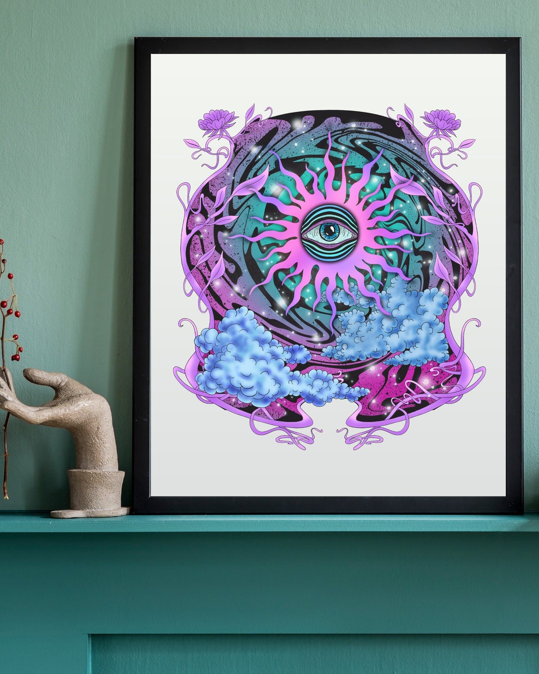 Evocation Prints Psychedelic Sun Drawing Maximalist Aesthetic Esoteric ...