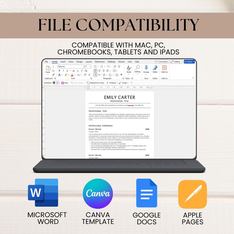 Modern Resume Template, ATS Cover Letter, CV Google Docs, Canva, Word ...
