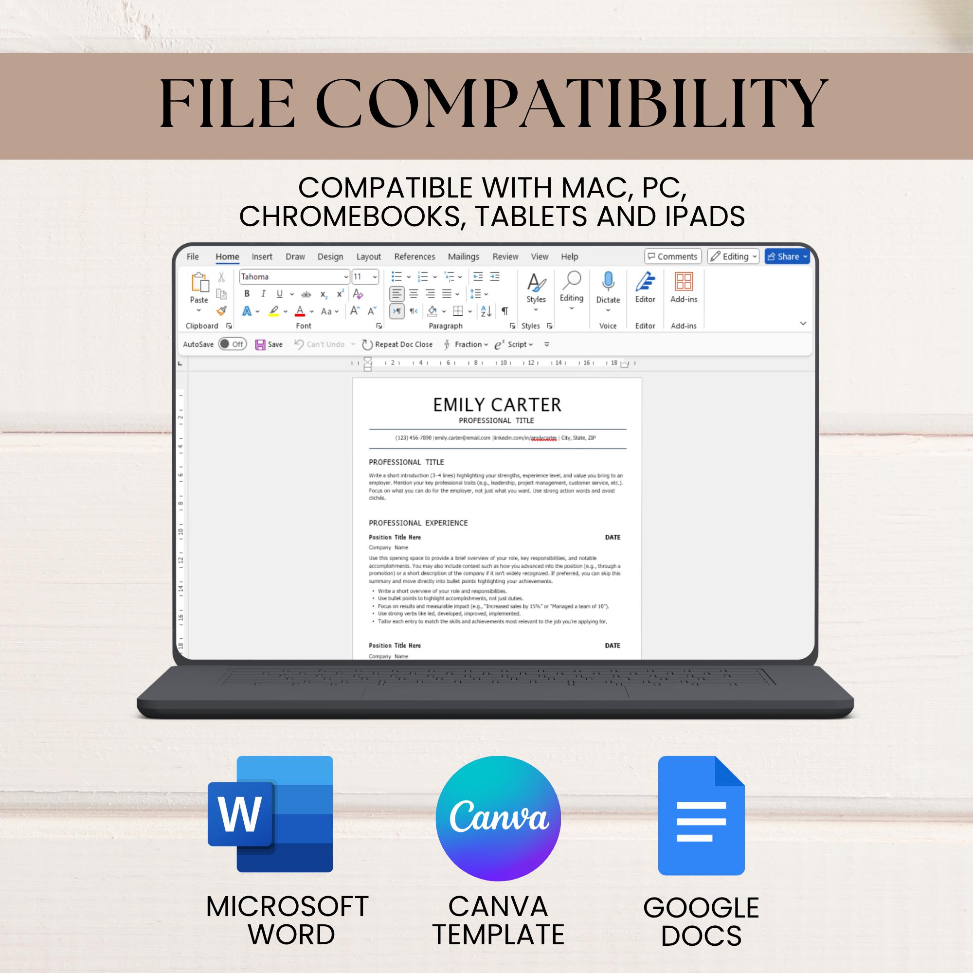 Modern Resume Template, Executive CV, Minimalist Design (digital ...