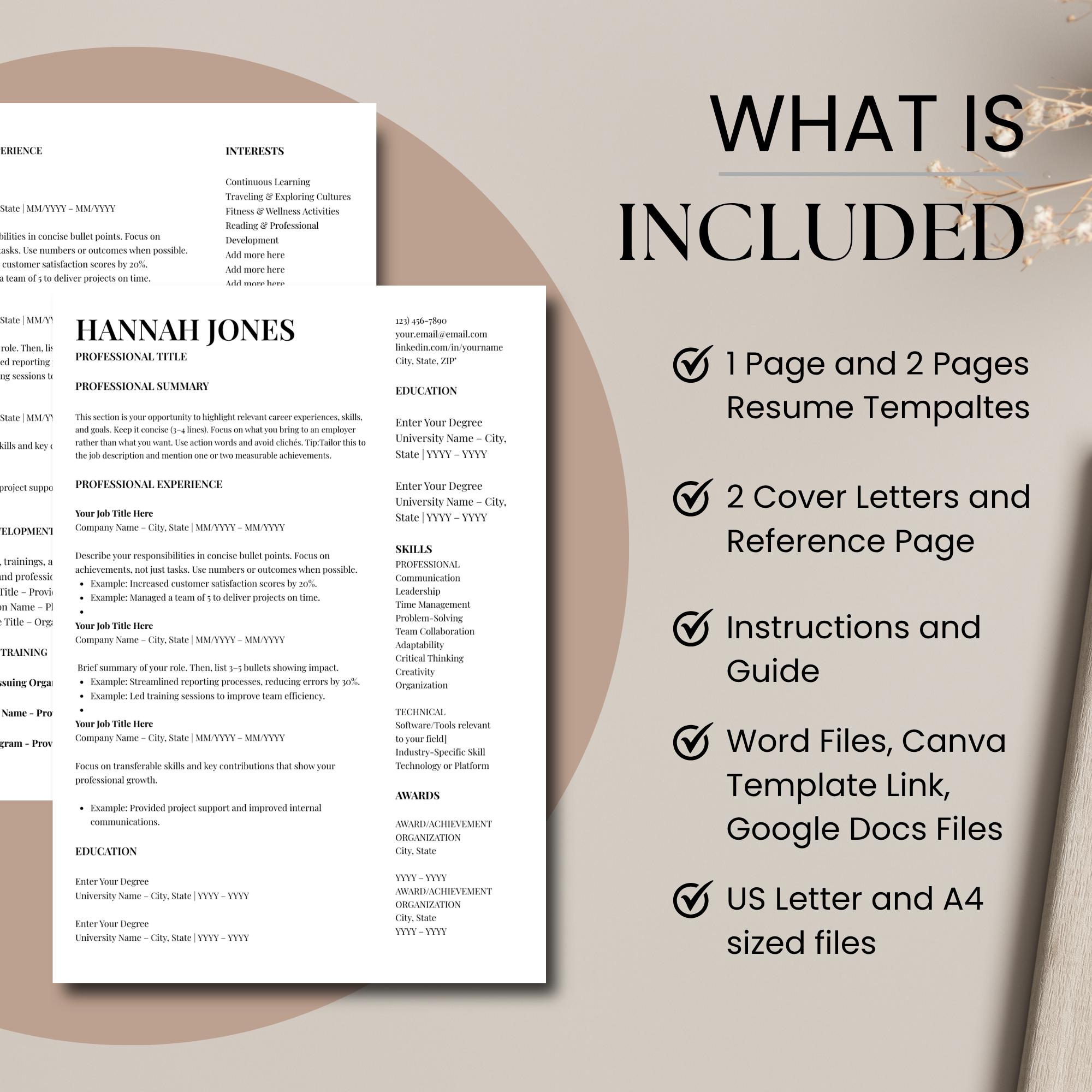 Modern Resume Template, Executive CV, Minimalist Design (digital ...