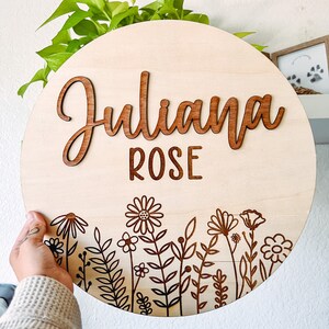 Nursery Name Sign | Boho Wildflower Sign for Child's Room ...
