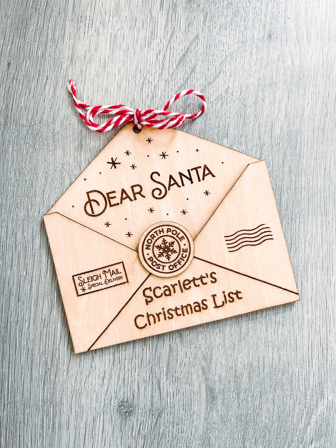 Dear Santa Christmas List 3D Laser Cut Envelope / Childs Name Christmas ...