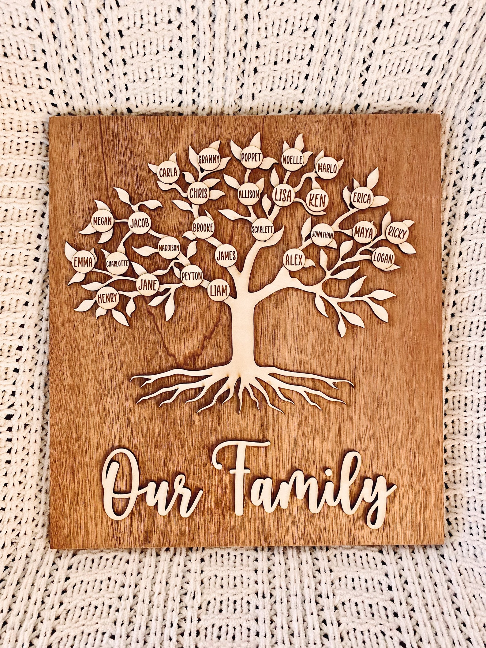Our Family Personalized Laser Cut Family Tree With Family | Etsy