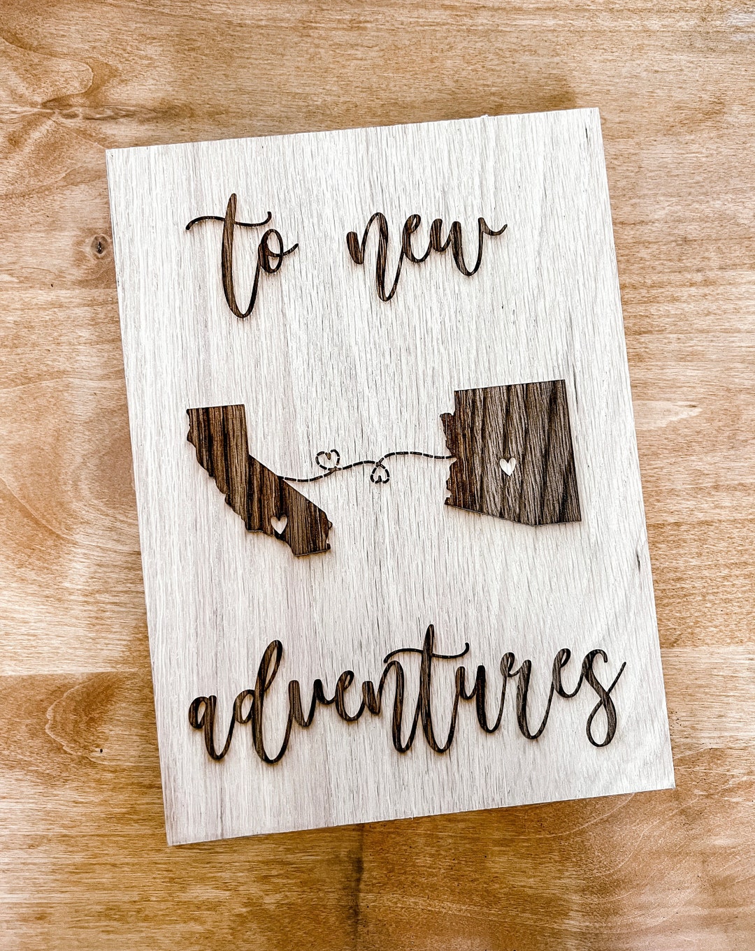 Solid Oak Wood to New Adventures Custom Cross Country Home Decor Sign ...