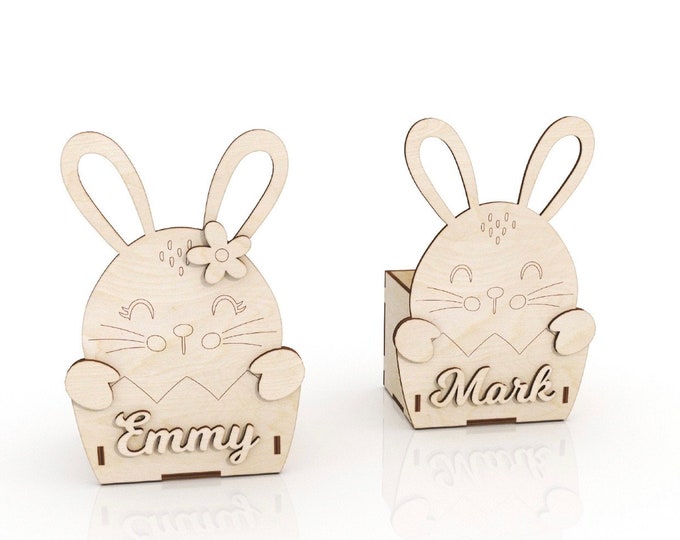 Easter Bunny Laser Cut Box Personalizable Easter Treat Crate DIY Paint ...