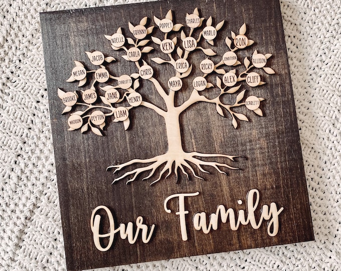 Our Family Personalized Laser Cut Family Tree With Family Names - Etsy