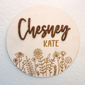 Nursery Name Sign Boho Wildflower Sign for Child's Room Personalized ...