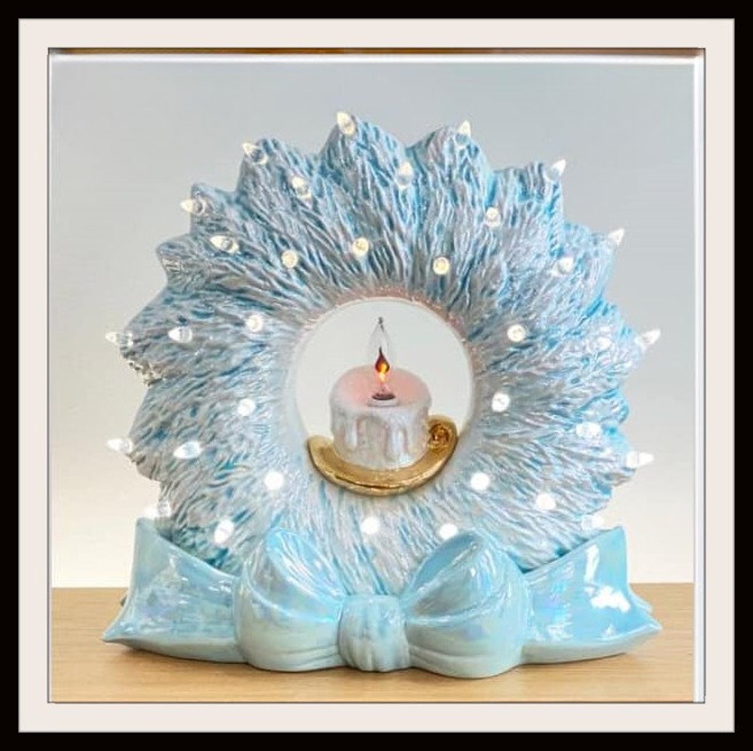 Christmas Wreath With Candle Insert With Bow Base - Etsy