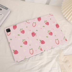 Pink Strawberry Print iPad Case With Pencil Holder - Etsy