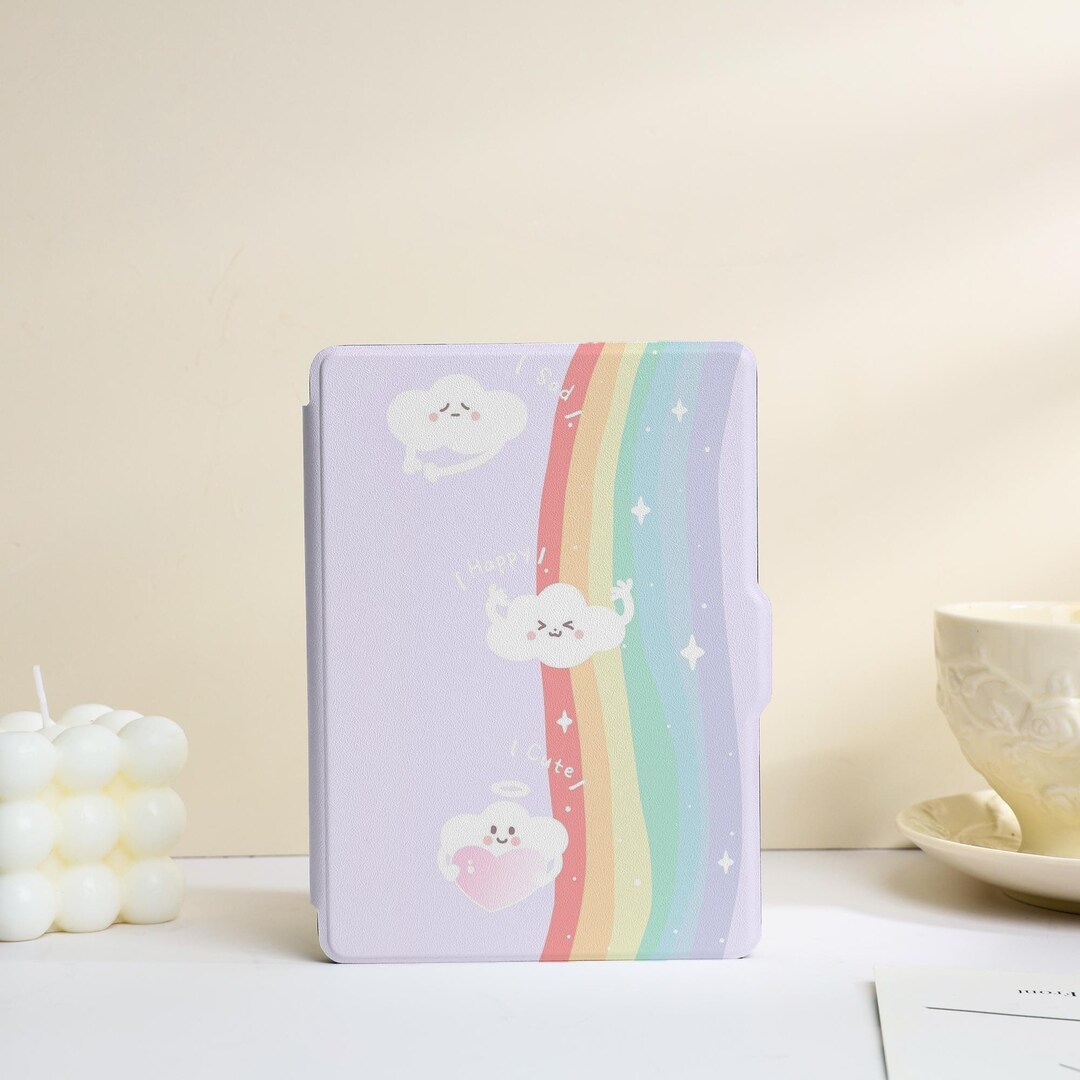 Cartoon Clouds and Rainbow Cute Case Cover for Kindle Paperwhite1/2/3/4 ...