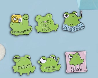 Kawaii Frog Pins Juice Pin Cartoon Pins Hard Enamel Pins Hat Pins ...