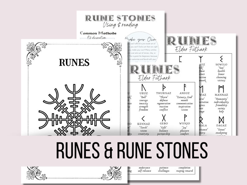 Runes and Rune Stones Cheat Sheet Printable Grimoire Pages - Etsy