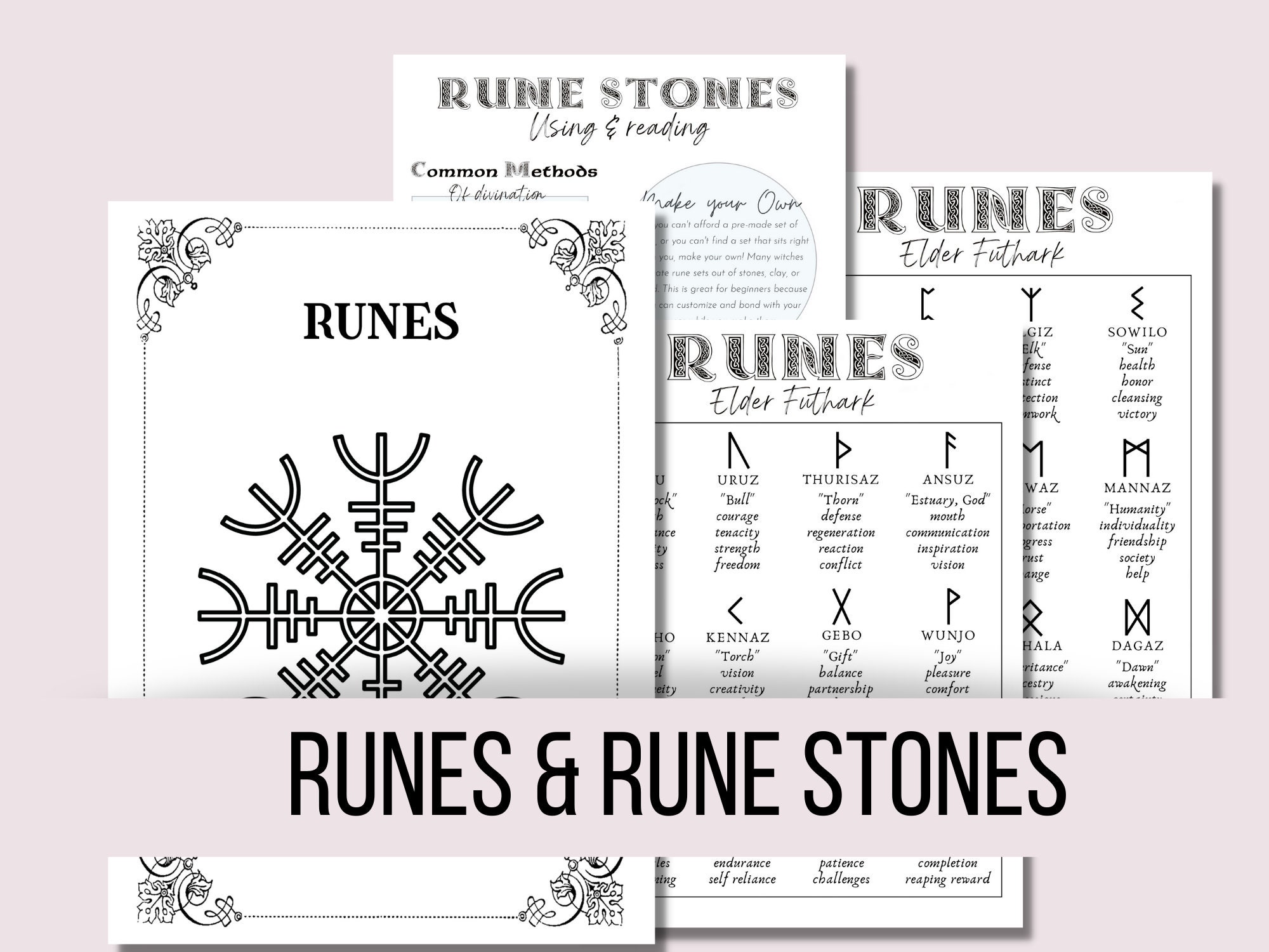 Runes and Rune Stones Cheat Sheet Printable Grimoire Pages - Etsy