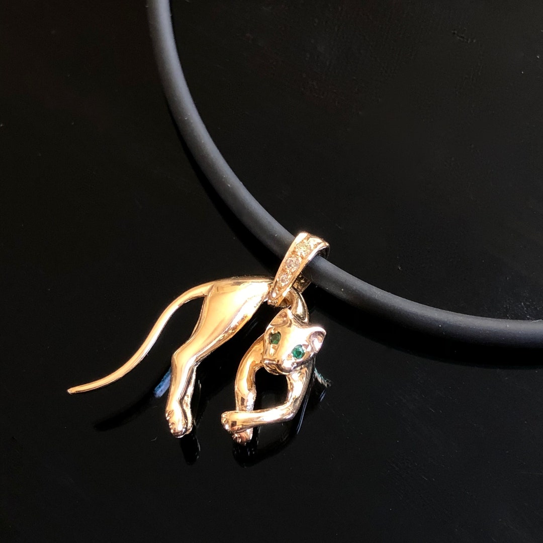 Made to Order! A Must for Cat Lovers! Gold "cartier" Style Cat Pendant ...