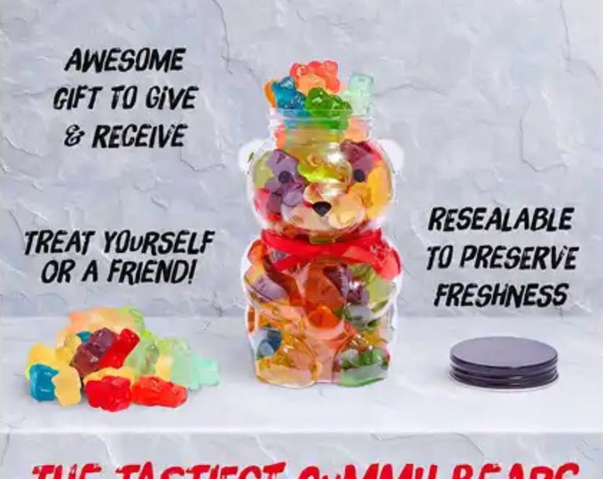 Gummy Bears Jar - Candy Gift Jar, Stuffed With Unique Gummies Candy - 1 ...